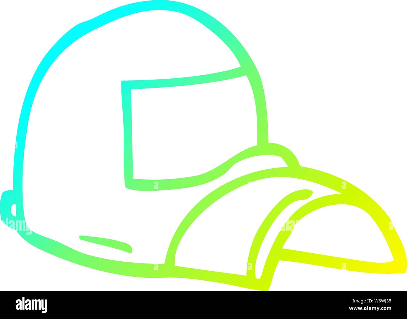 cold gradient line drawing of a cartoon baseball cap Stock Vector Image ...