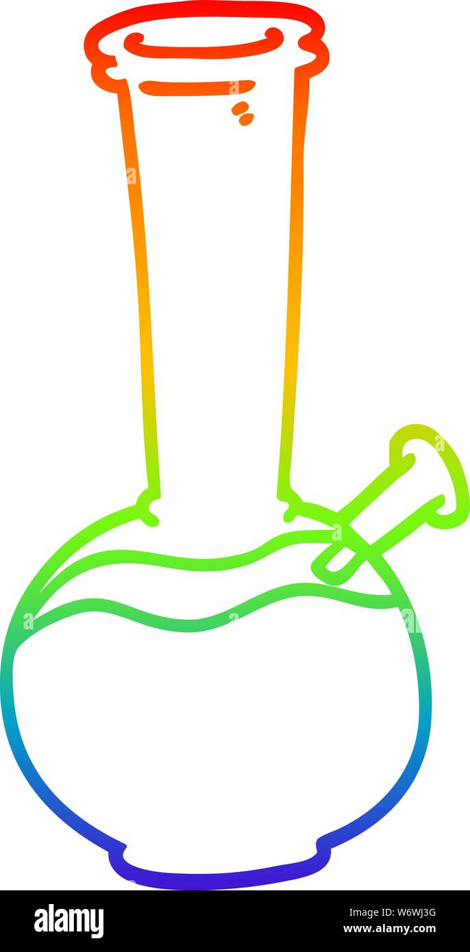 rainbow gradient line drawing of a cartoon bong Stock Vector Image ...