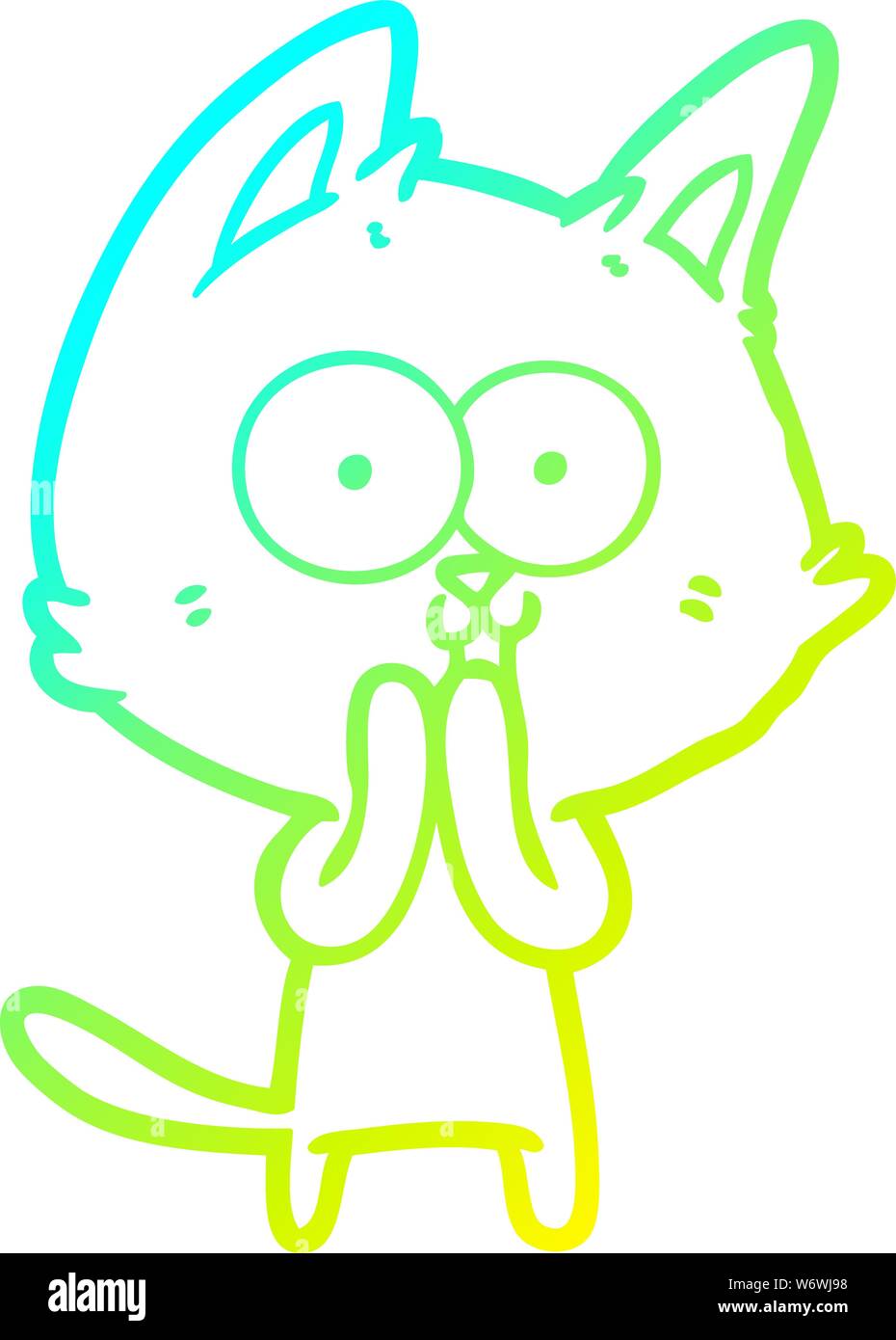 cold gradient line drawing of a funny cartoon cat Stock Vector Image ...