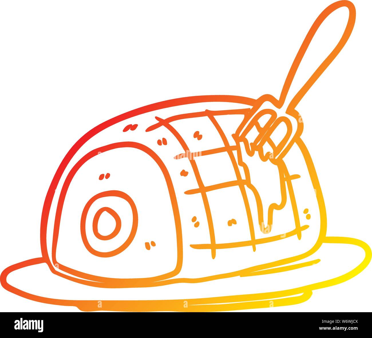 warm gradient line drawing of a plate of cooked beef Stock Vector Image ...