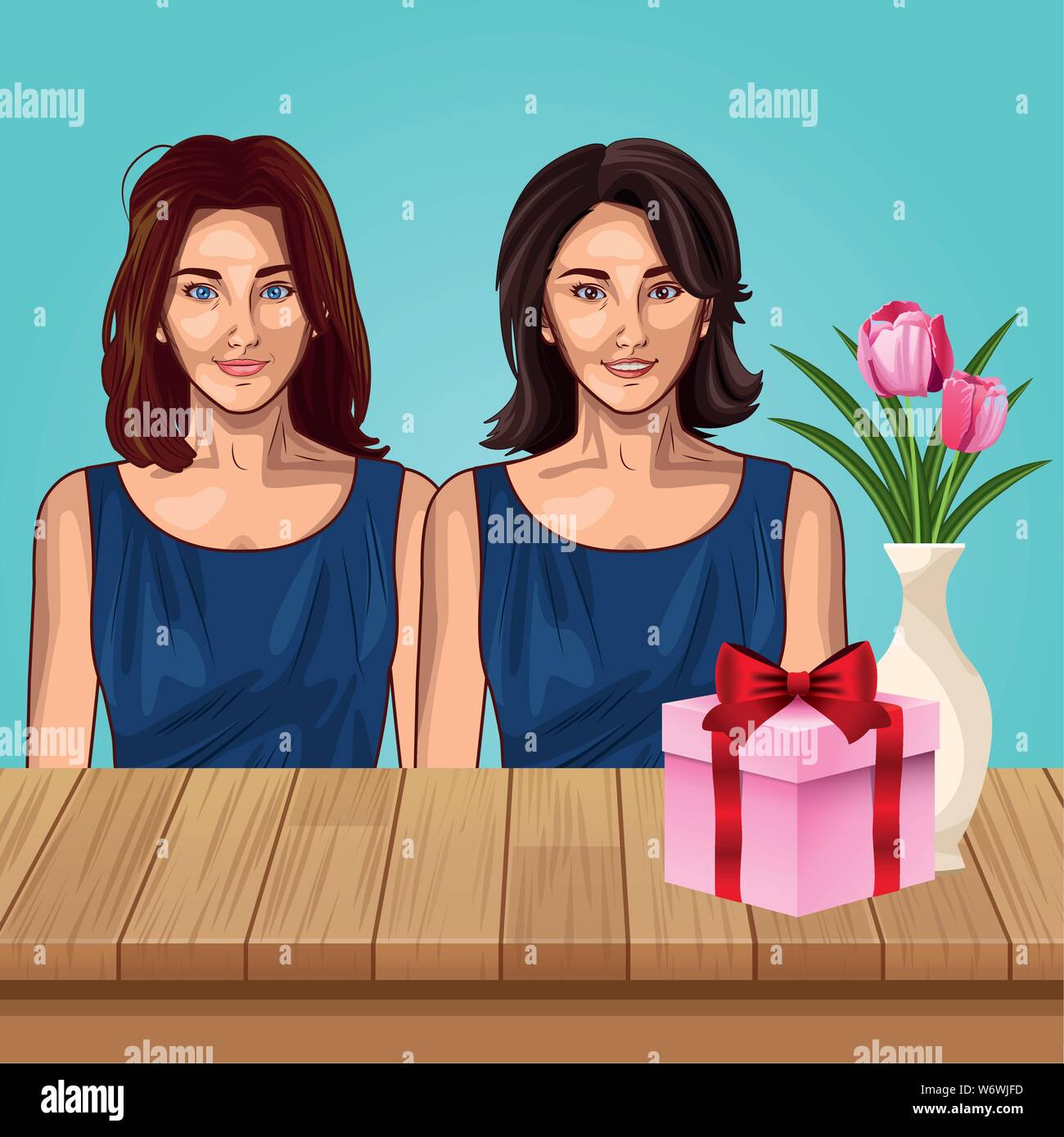 Pop art beautiful women smiling cartoon Stock Vector Image & Art - Alamy