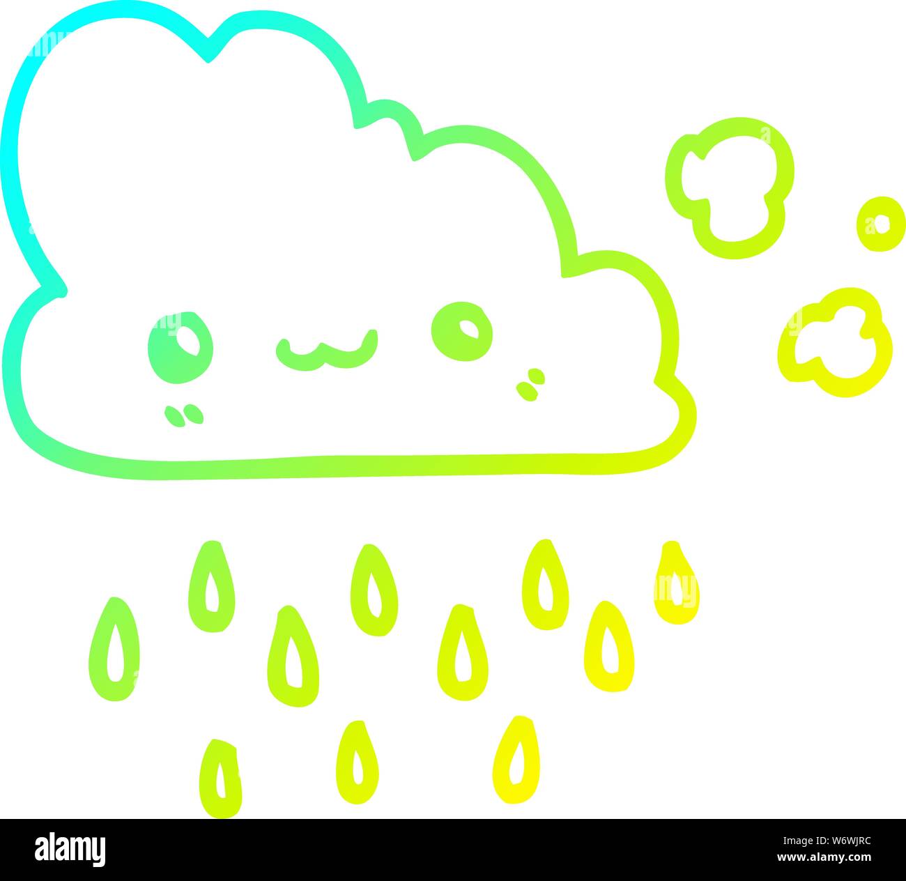 cold gradient line drawing of a cartoon storm cloud Stock Vector Image ...
