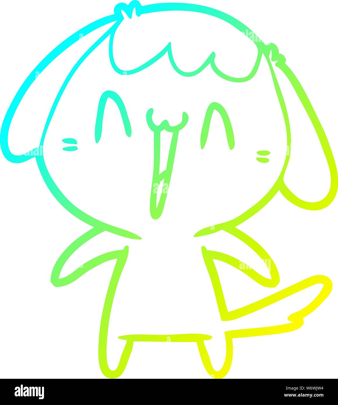 cold gradient line drawing of a cute cartoon dog Stock Vector Image ...