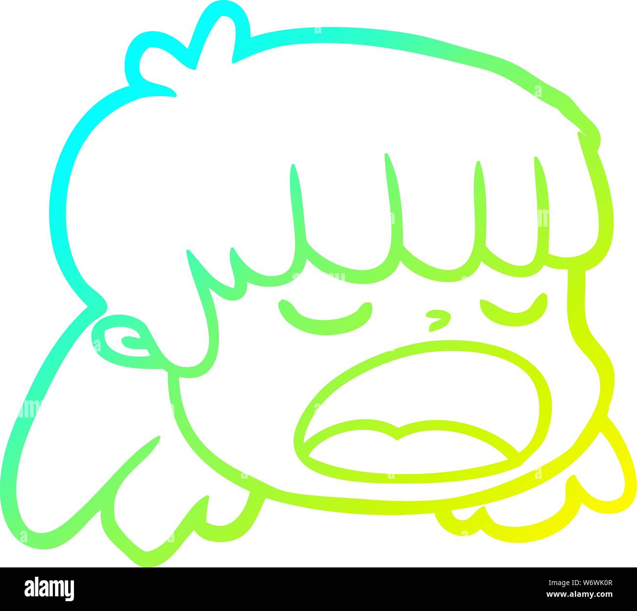 cold gradient line drawing of a cartoon female face Stock Vector Image ...