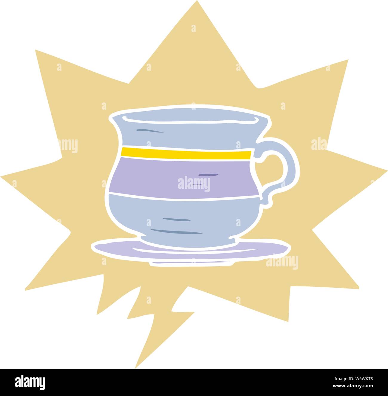 cartoon old tea cup with speech bubble in retro style Stock Vector ...