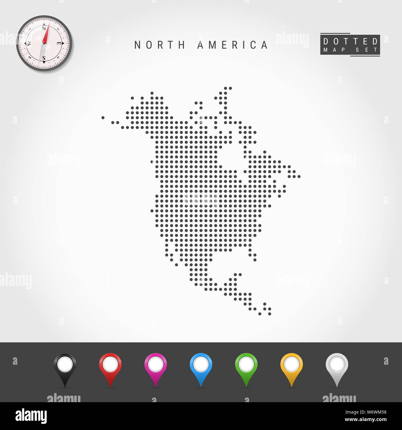 Dots Map of North America. Simple Silhouette of North America ...
