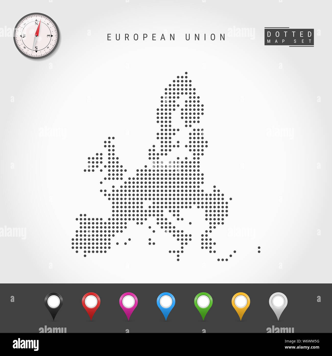 Dots Map of European Union. Simple Silhouette of European Union ...
