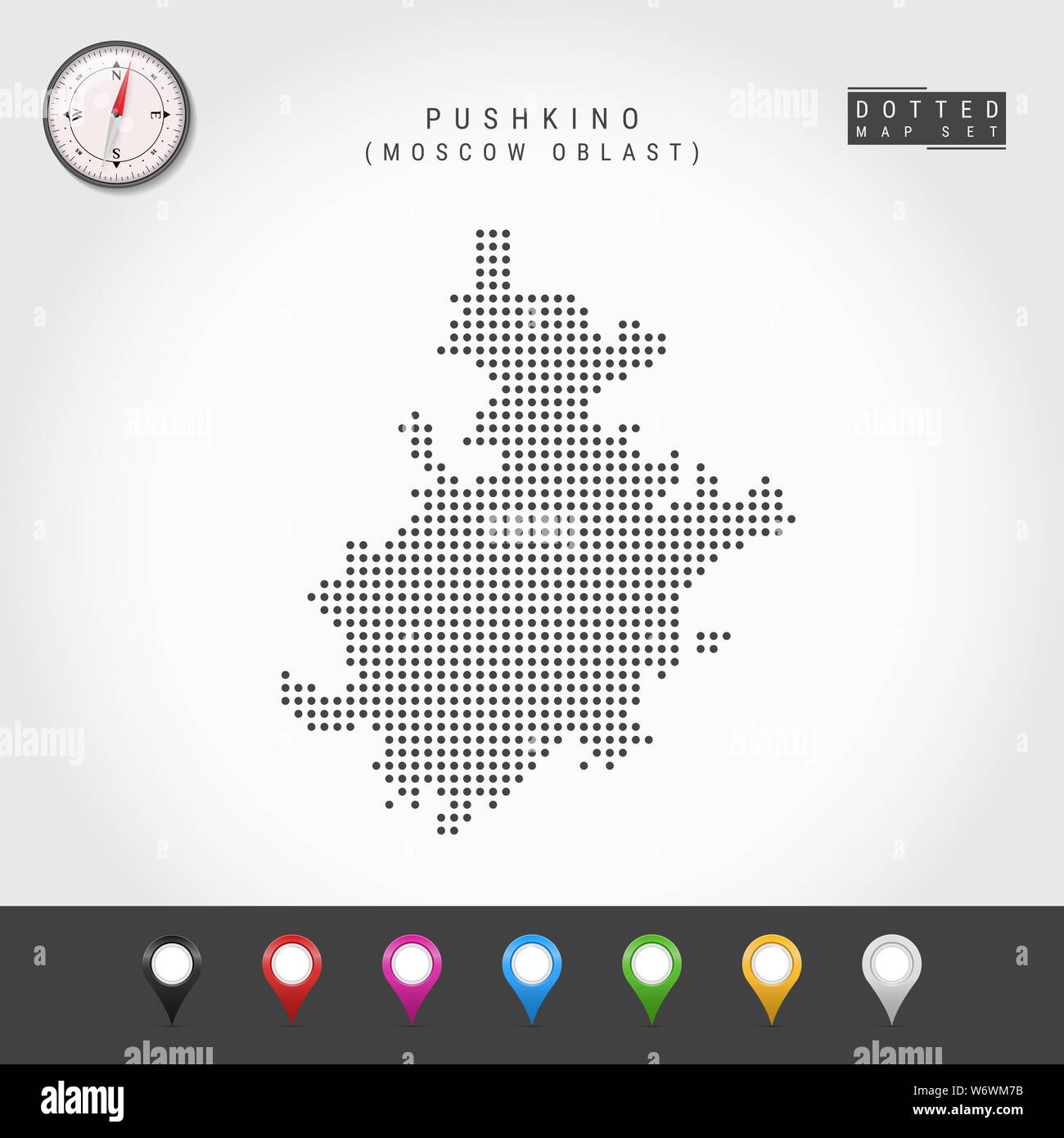 Dots Map of Pushkino, Moscow Oblast. Simple Silhouette of Pushkino ...