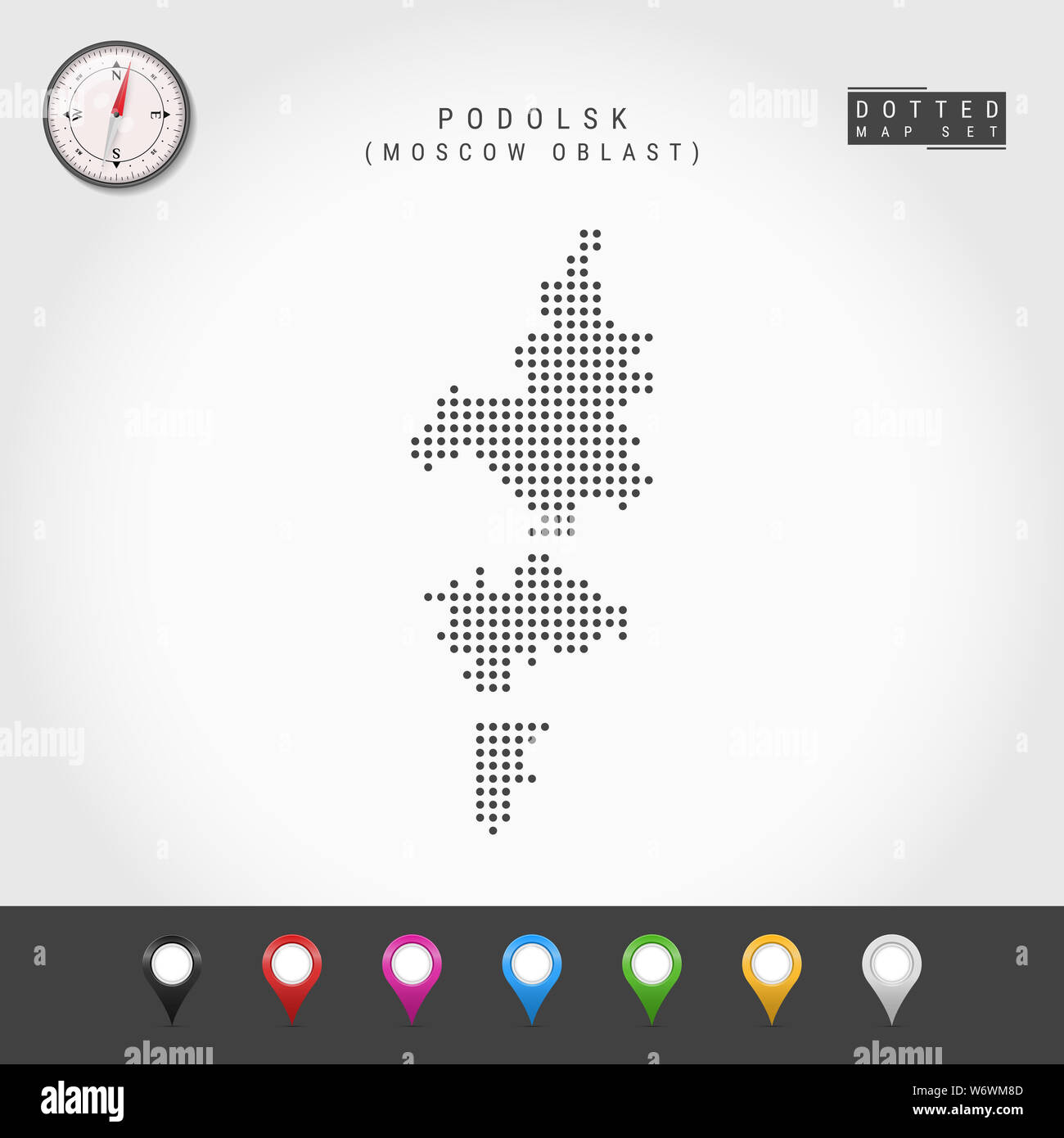 Dots Map of Podolsk, Moscow Oblast. Simple Silhouette of Podolsk ...