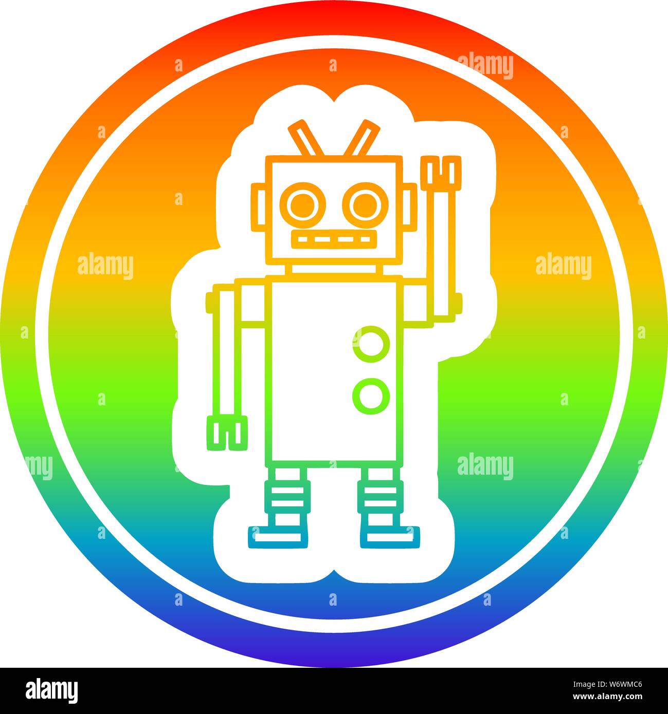 dancing robot circular icon with rainbow gradient finish Stock Vector ...