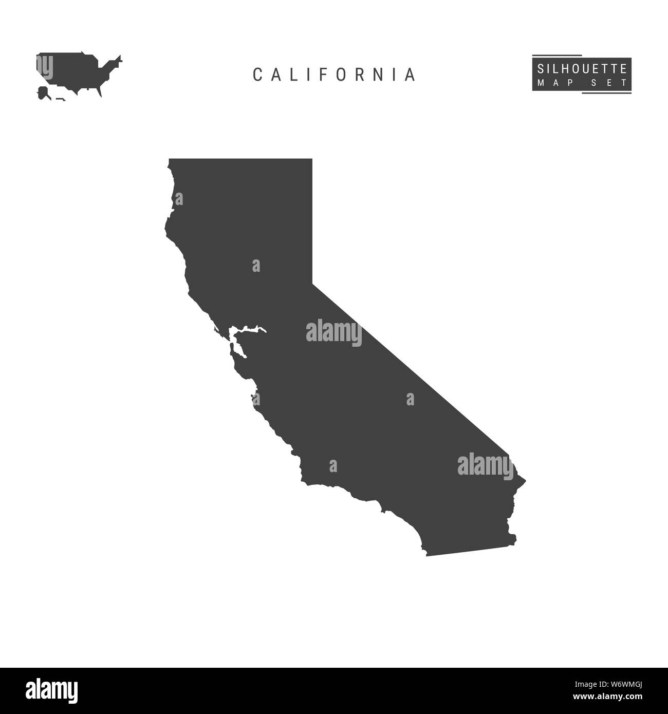 California US State Blank Map Isolated on White Background. High ...