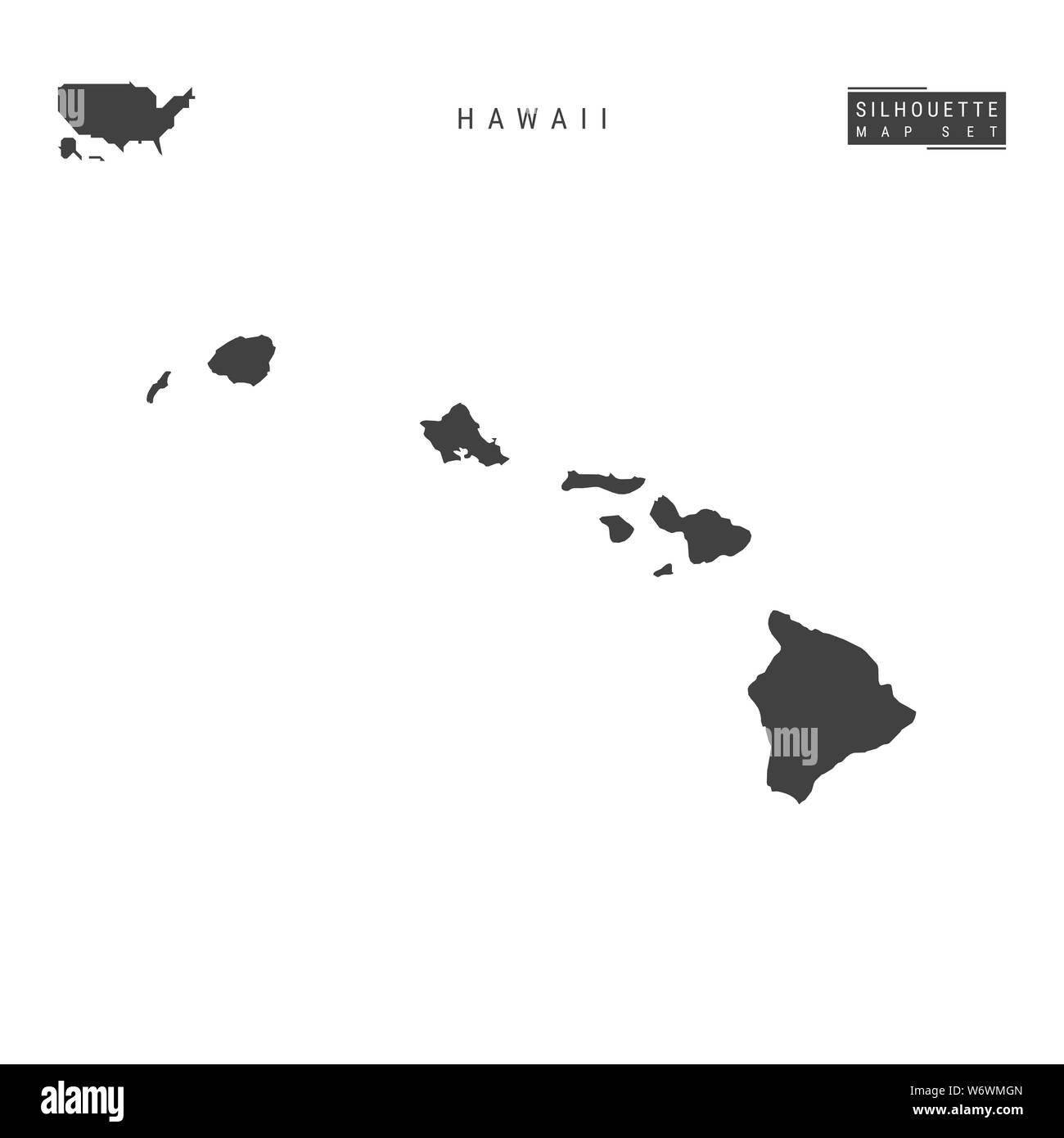 Hawaii US State Blank Map Isolated on White Background. High-Detailed ...