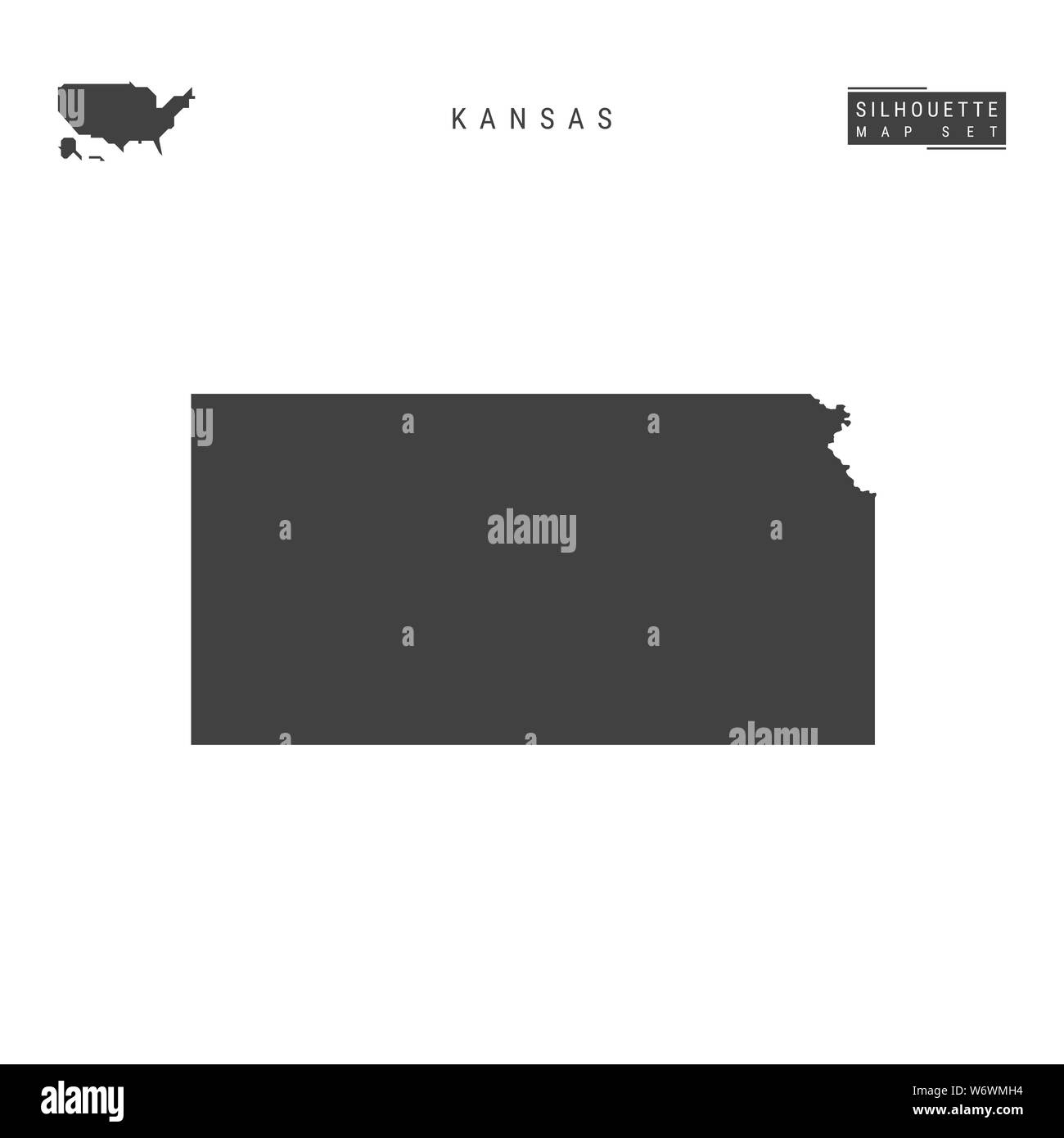 Kansas US State Blank Map Isolated on White Background. High-Detailed ...
