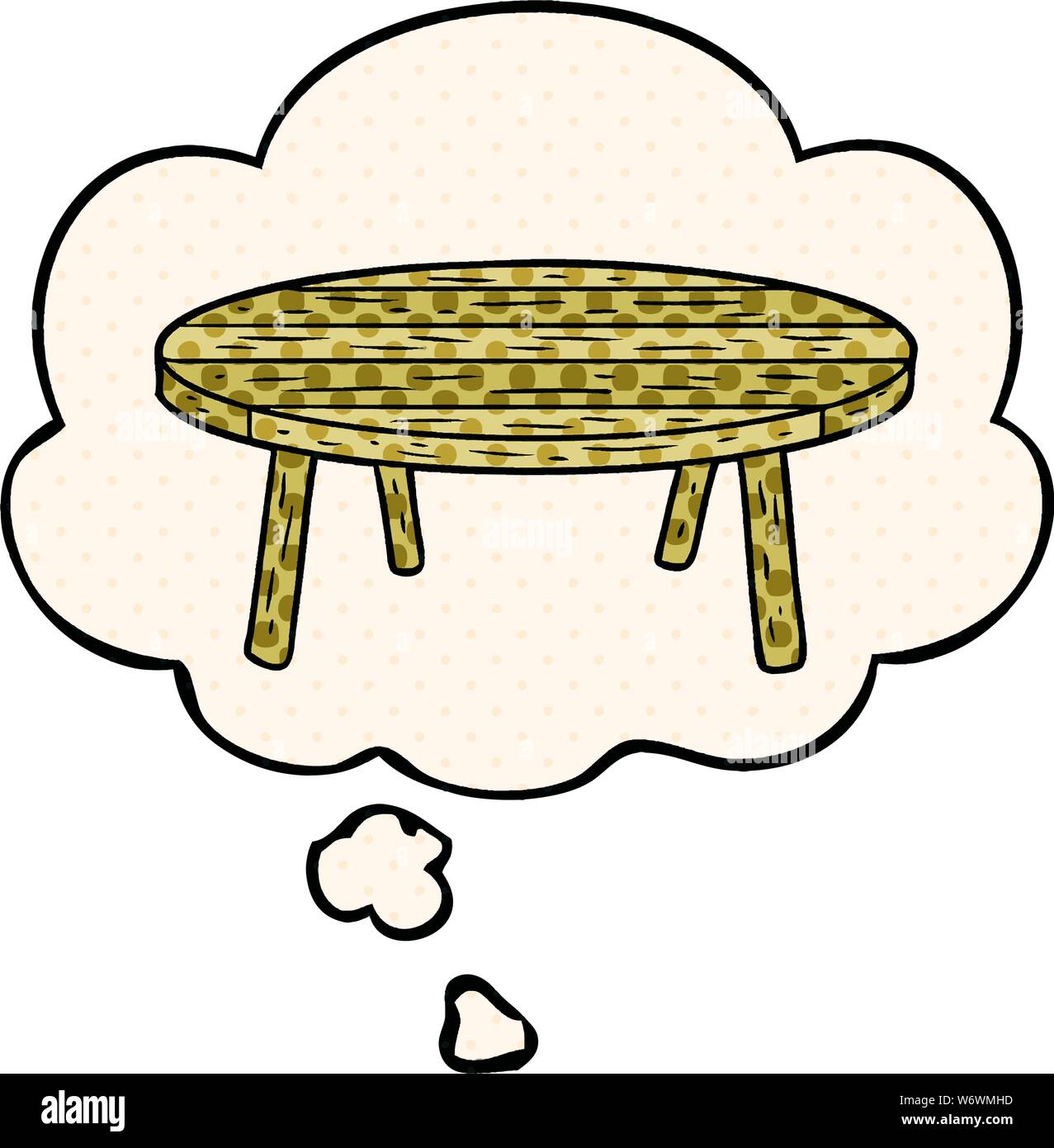 cartoon table with thought bubble in comic book style Stock Vector ...
