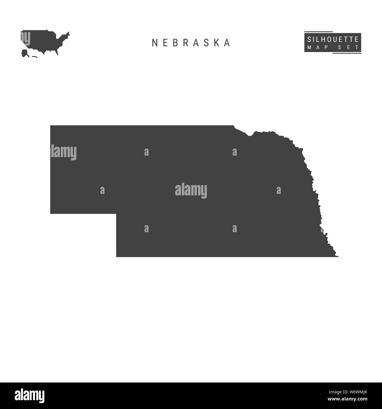 Nebraska US State Blank Map Isolated on White Background. High-Detailed ...