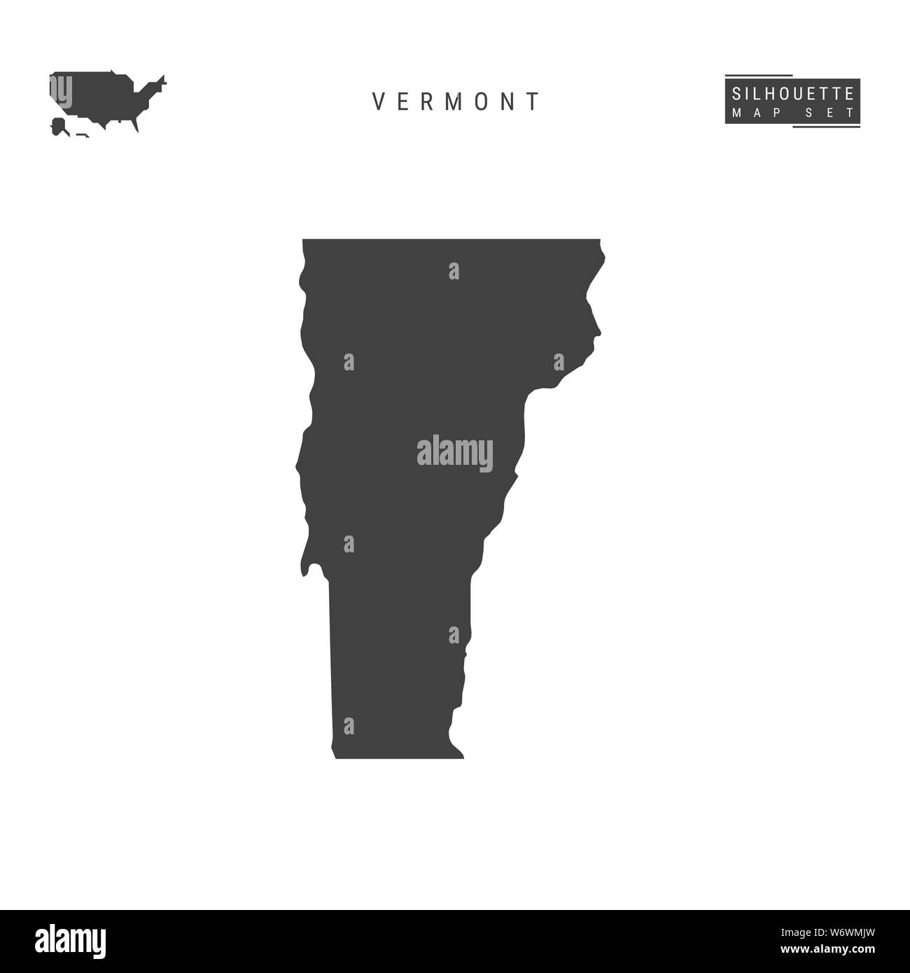 Vermont US State Blank Map Isolated on White Background. High-Detailed ...