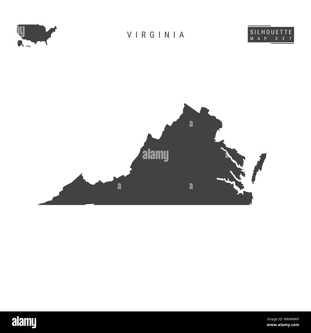 Virginia US State Blank Map Isolated on White Background. High-Detailed ...