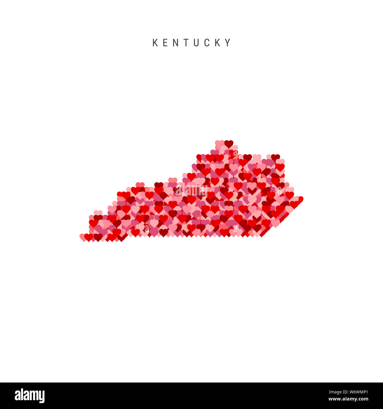 I Love Kentucky. Red and Pink Hearts Pattern Map of Kentucky Isolated ...