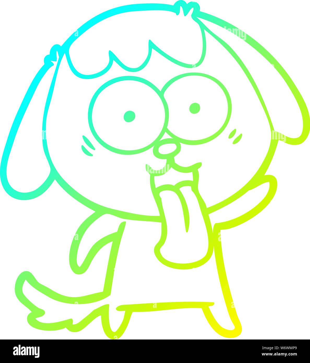 cold gradient line drawing of a cute cartoon dog Stock Vector Image ...