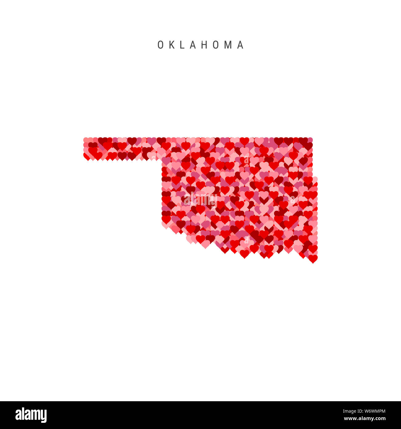 I Love Oklahoma. Red and Pink Hearts Pattern Map of Oklahoma Isolated ...