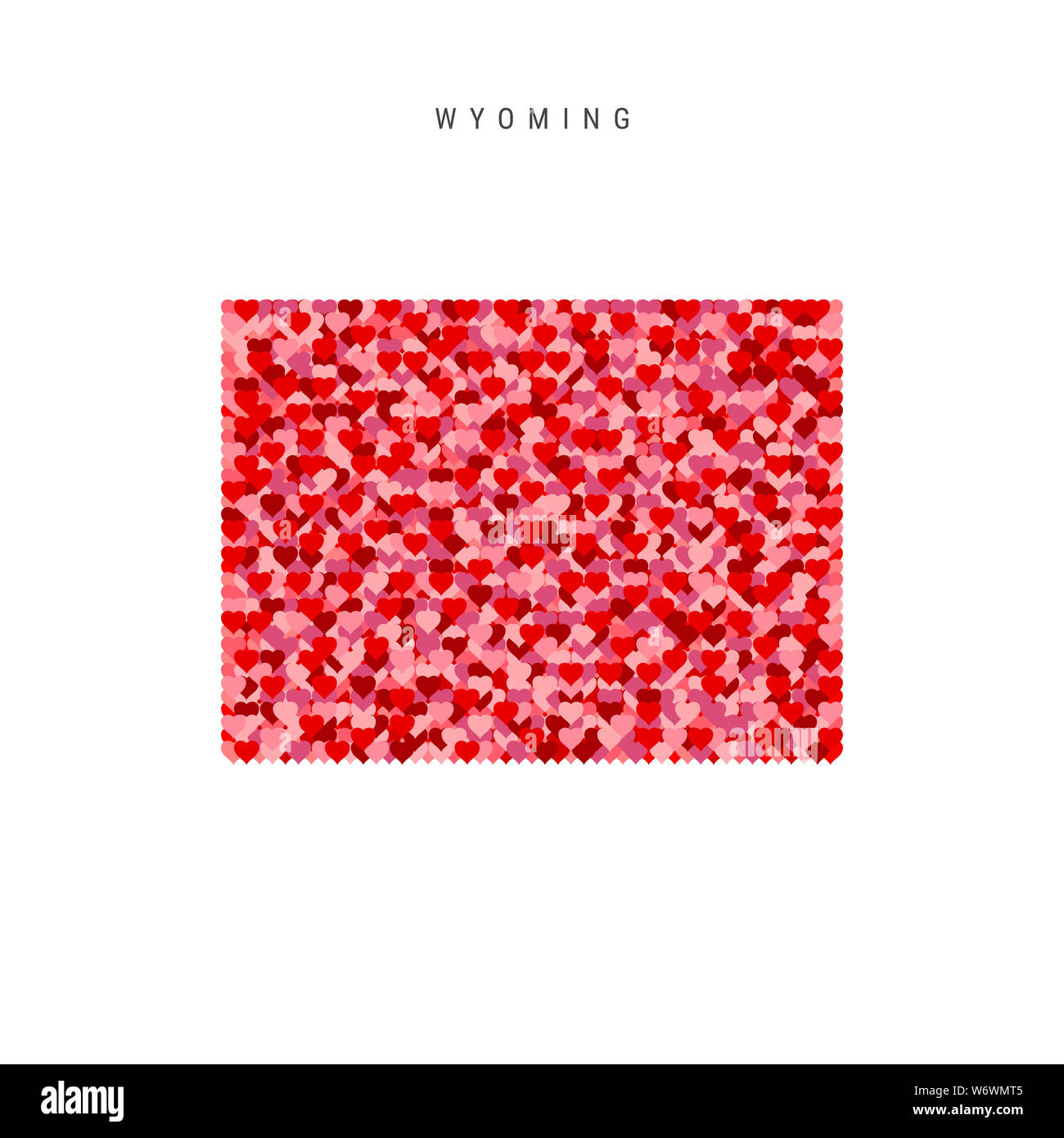 I Love Wyoming. Red and Pink Hearts Pattern Map of Wyoming Isolated on ...