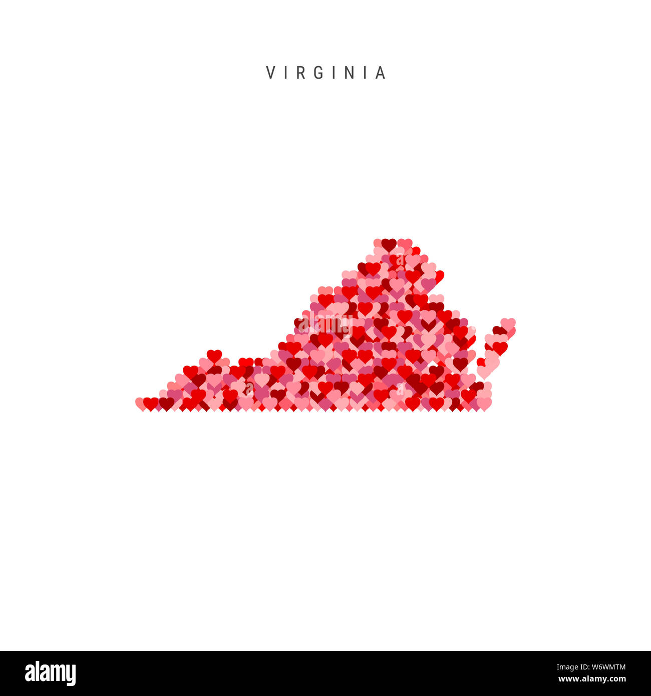 I Love Virginia. Red and Pink Hearts Pattern Map of Virginia Isolated ...