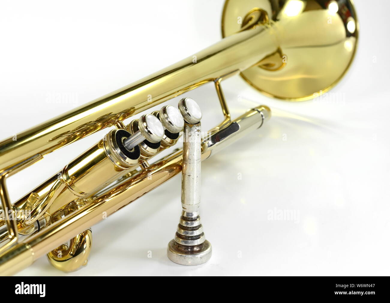 Trumpet isolated on a white Stock Photo - Alamy