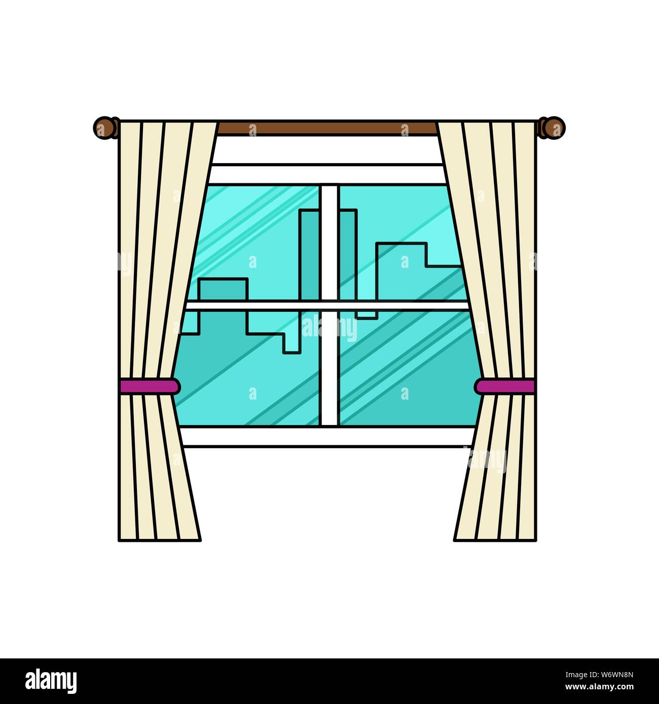 window with cityscape view scene Stock Vector Image & Art - Alamy