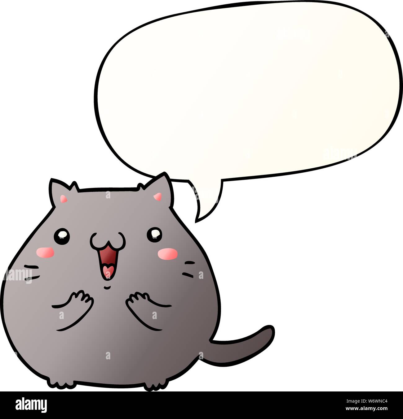 happy cartoon cat with speech bubble in smooth gradient style Stock ...