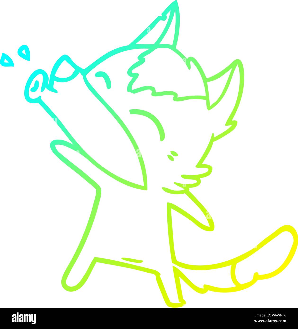 cold gradient line drawing of a howling wolf cartoon Stock Vector Image ...