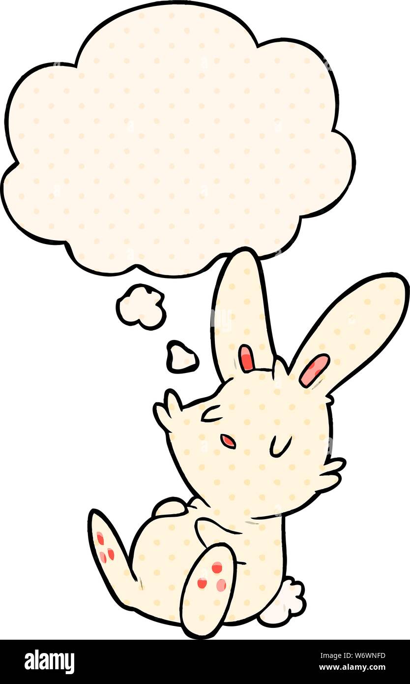 cartoon rabbit sleeping with thought bubble in comic book style Stock ...