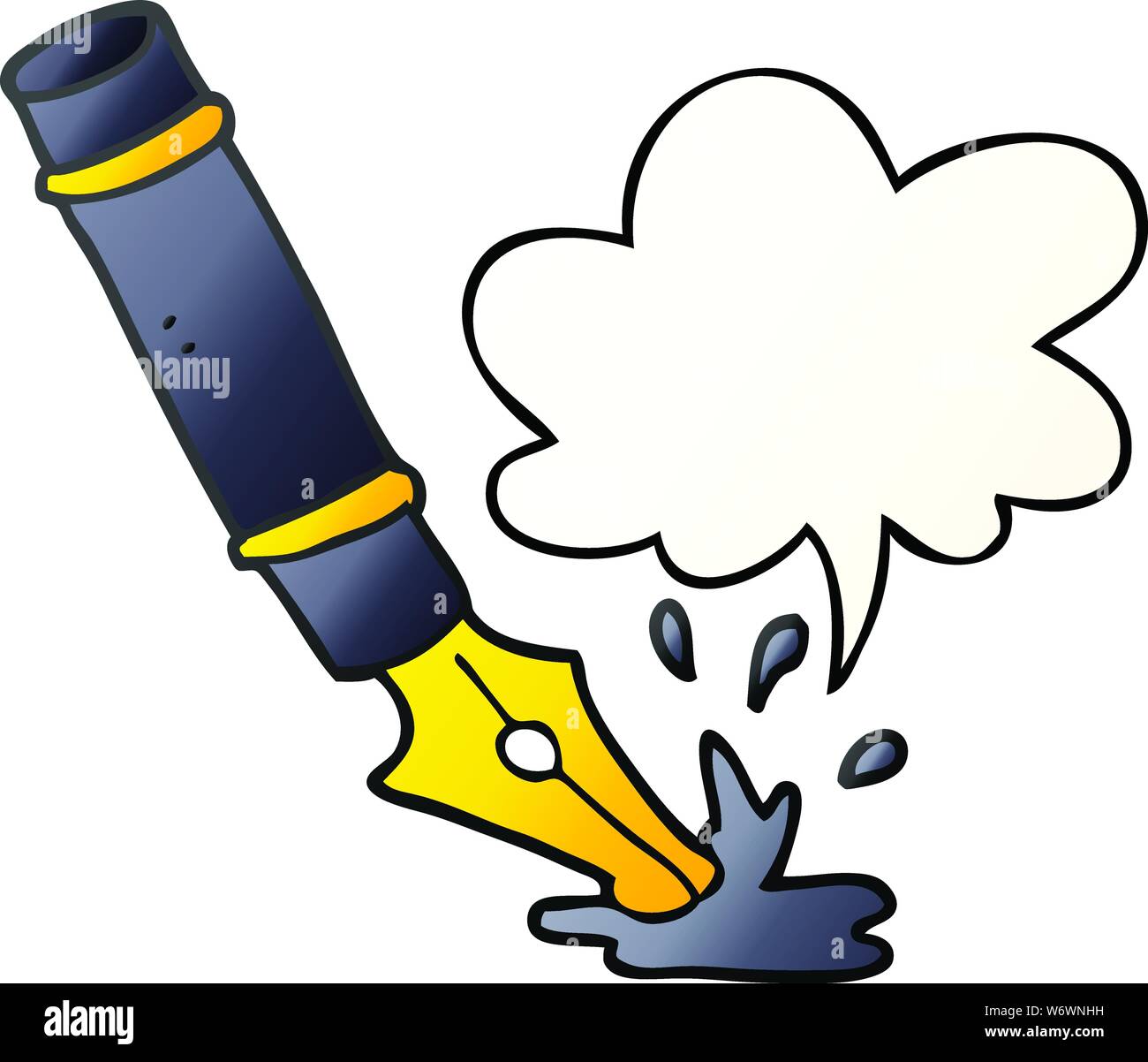 cartoon fountain pen with speech bubble in smooth gradient style Stock ...