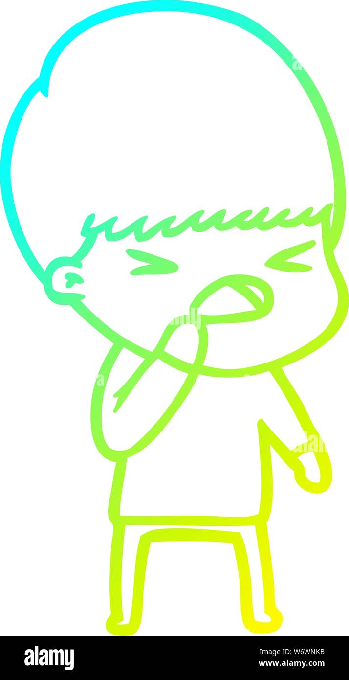 cold gradient line drawing of a cartoon stressed man Stock Vector Image ...