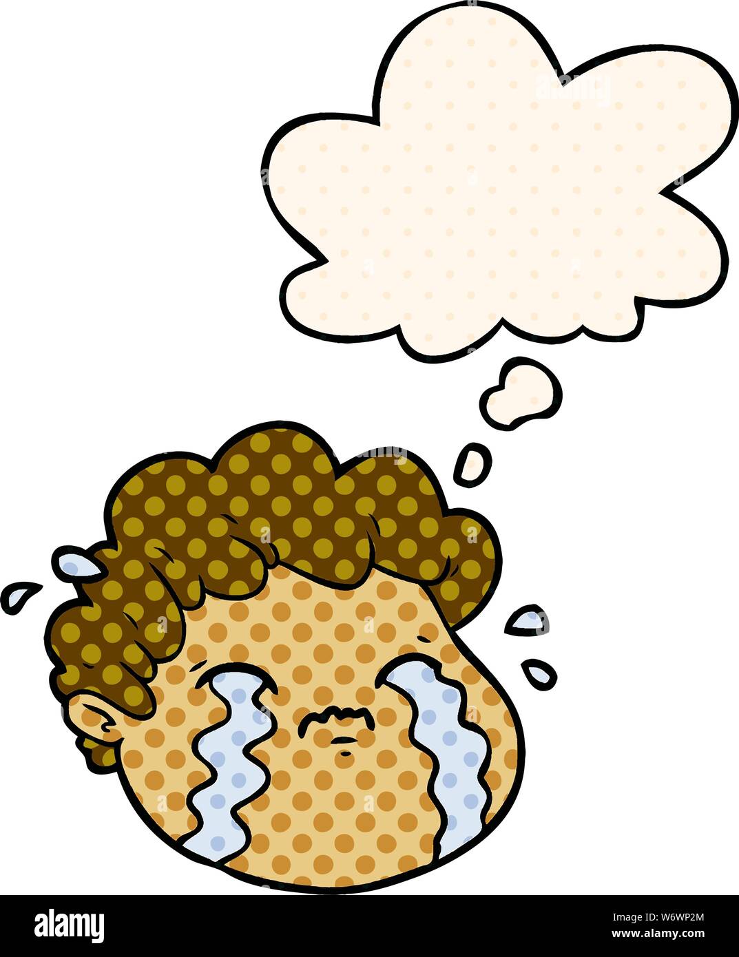cartoon crying boy with thought bubble in comic book style Stock Vector ...