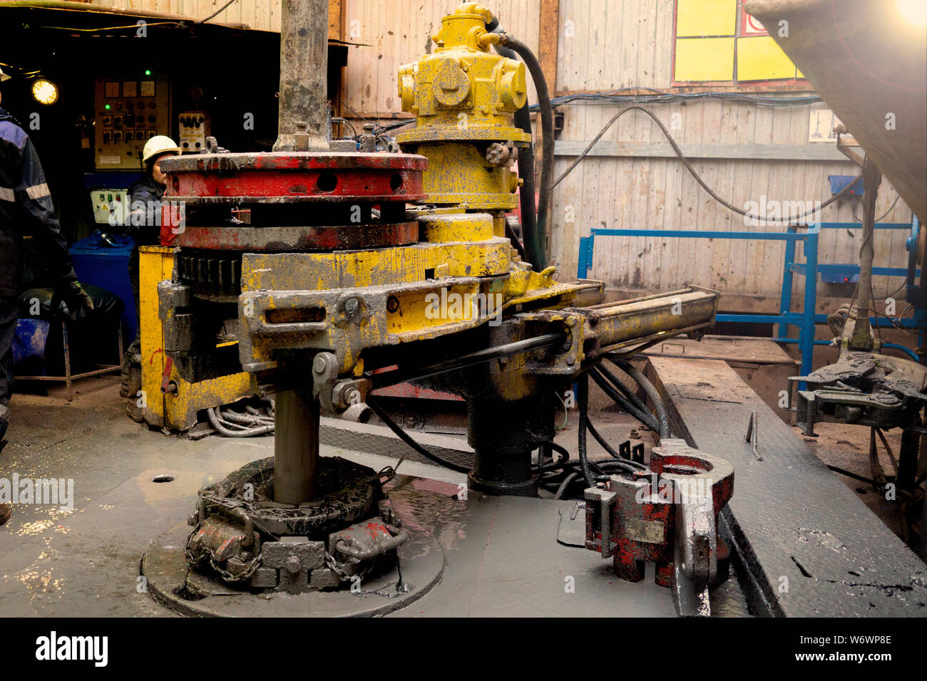 Offshore oil rig worker prepare tool and equipment for perforation oil ...