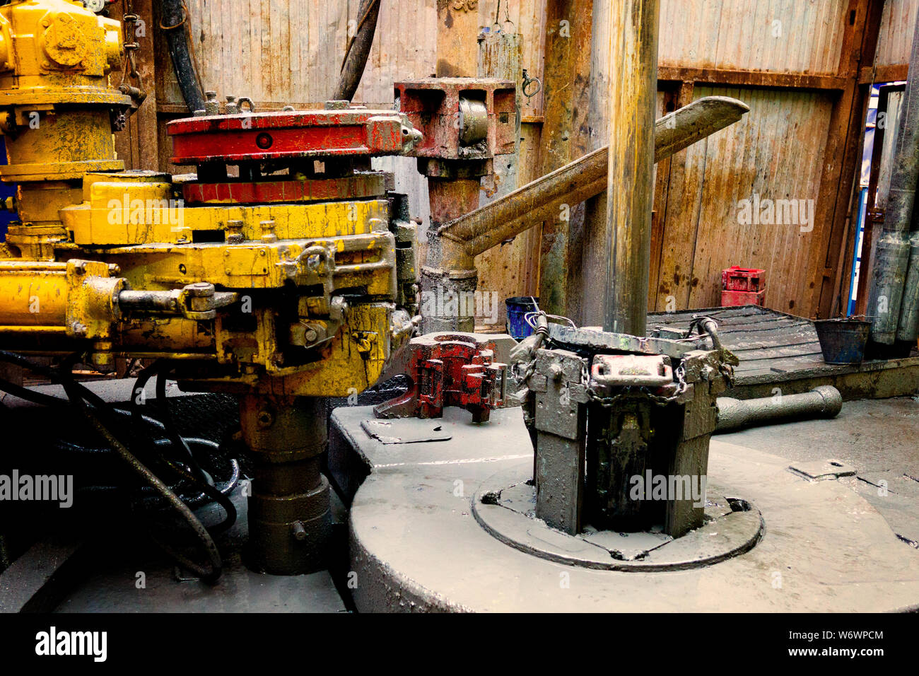 Offshore oil rig worker prepare tool and equipment for perforation oil ...