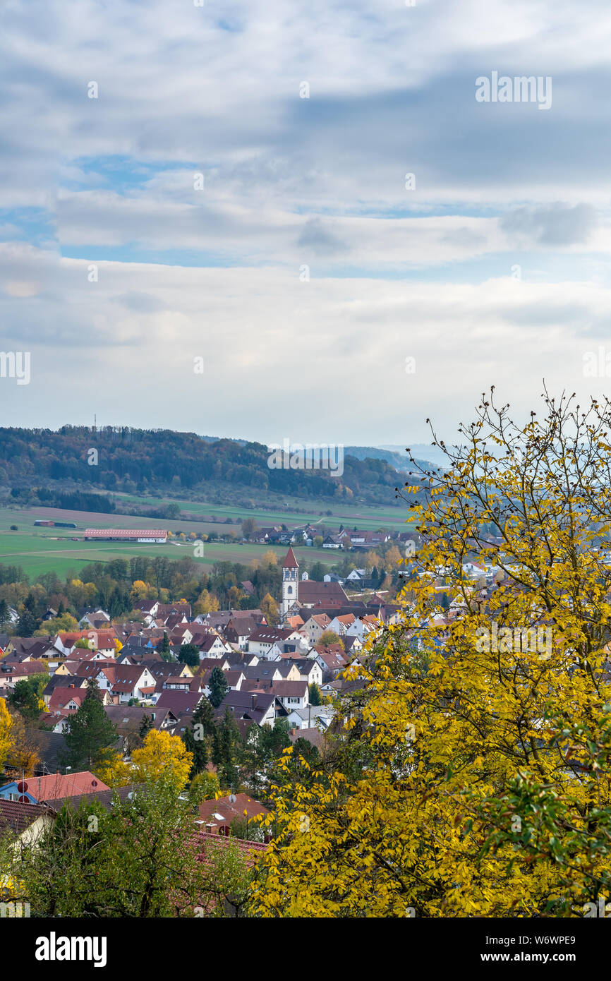 Germany, German village rudersberg in pretty autumn light Stock Photo ...