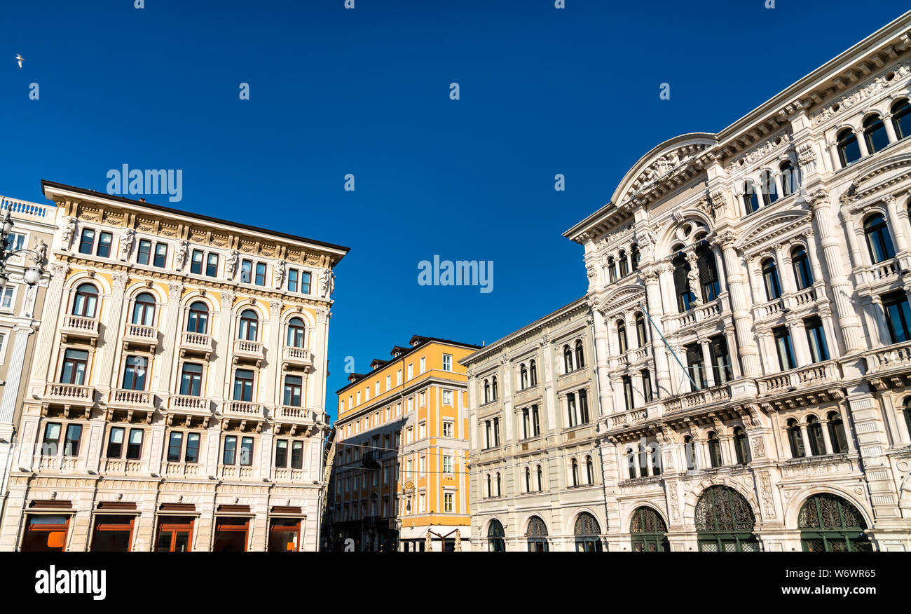 View of historic buildings in the old town of Trieste, Italy Stock ...