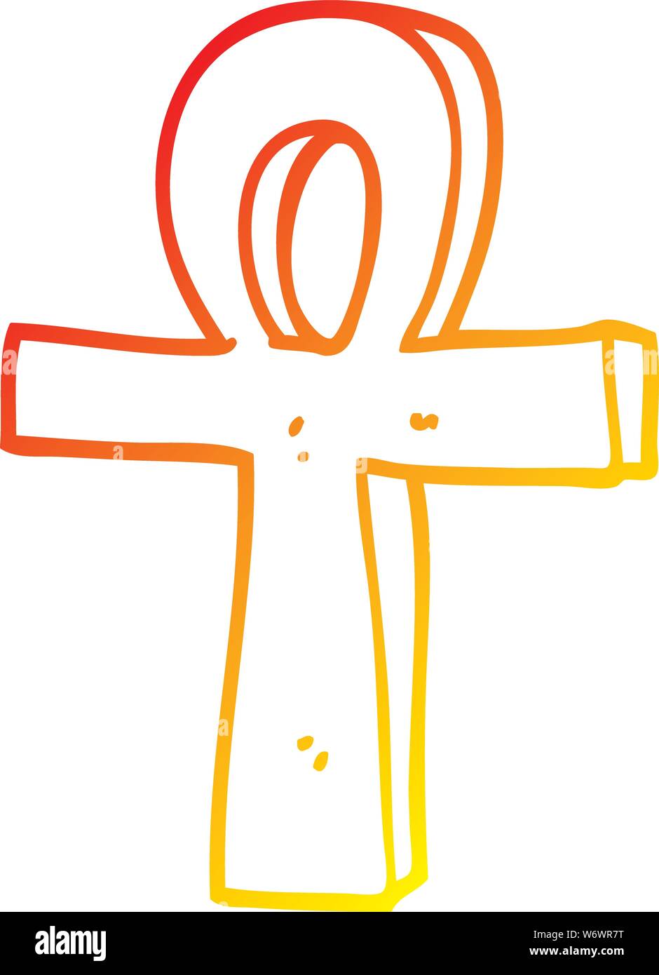 warm gradient line drawing of a cartoon of an ankh Stock Vector Image ...