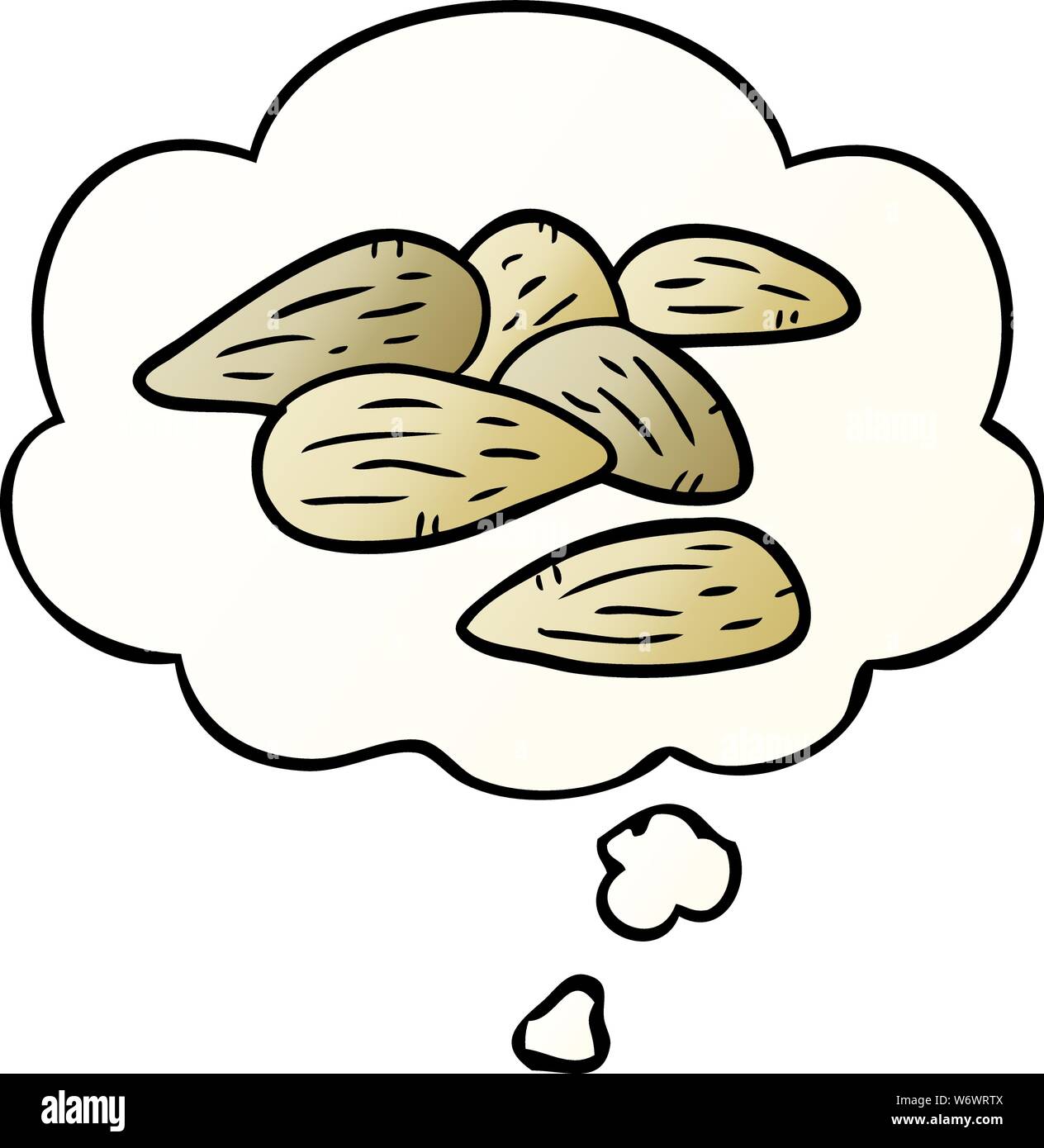 cartoon almonds with thought bubble in smooth gradient style Stock ...