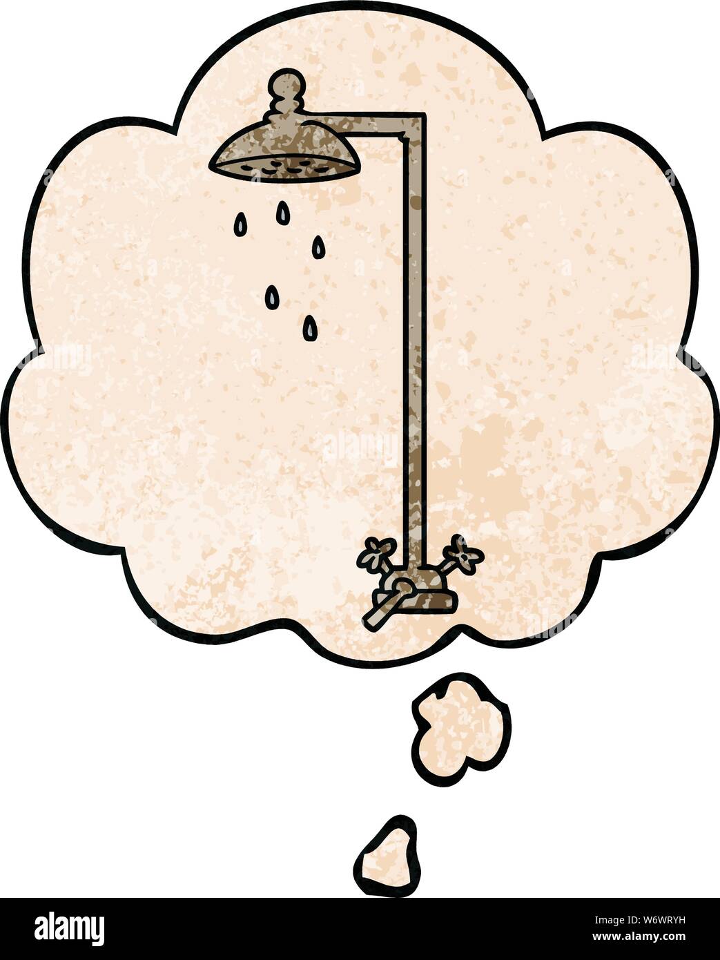 cartoon shower with thought bubble in grunge texture style Stock Vector ...