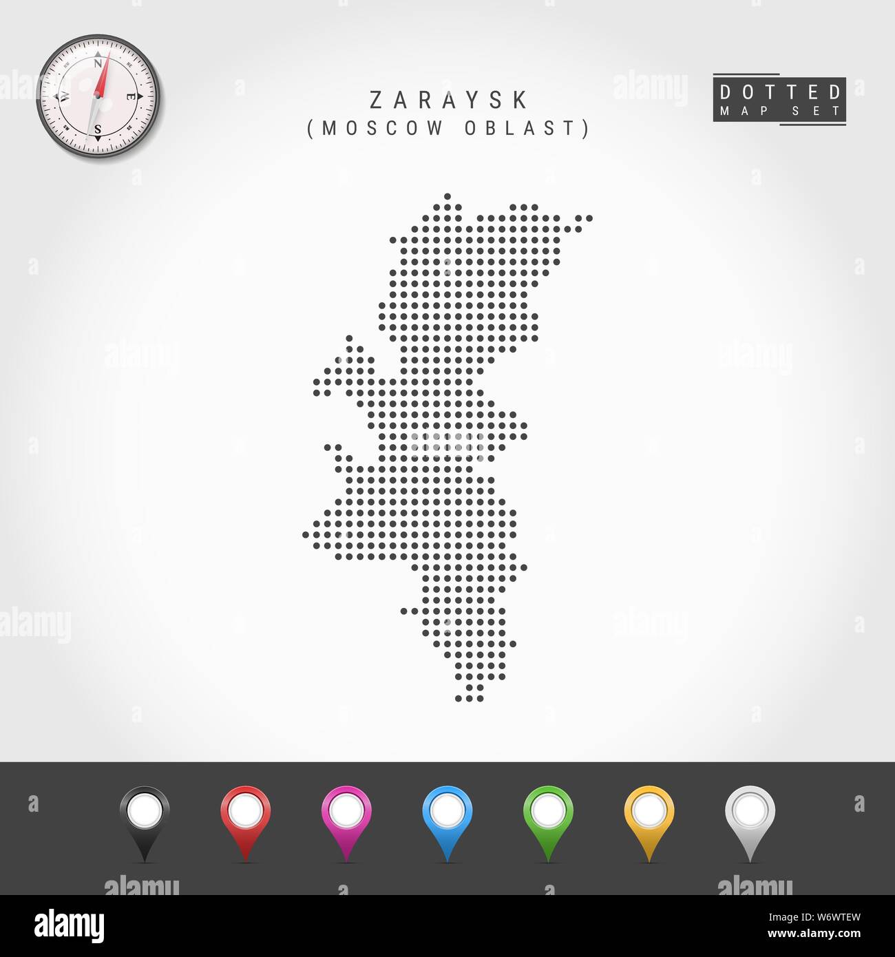 Dots Map of Zaraysk, Moscow Oblast. Simple Silhouette of Zaraysk ...
