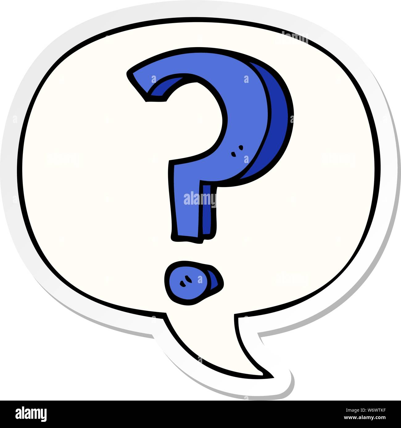 cartoon question mark with speech bubble sticker Stock Vector Image ...