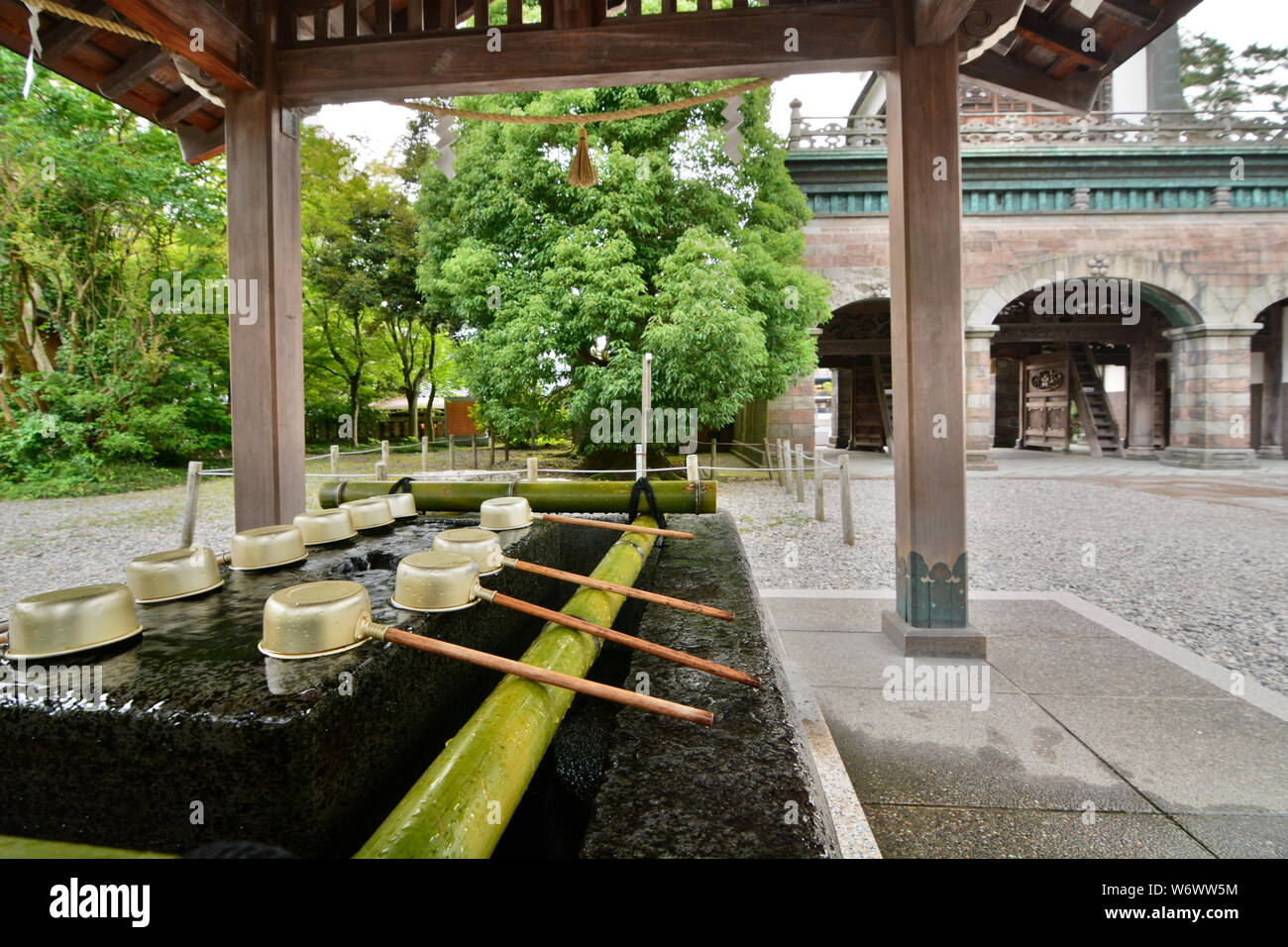 The water ablution pavilion for the purification rite, or temizu. Omaya ...