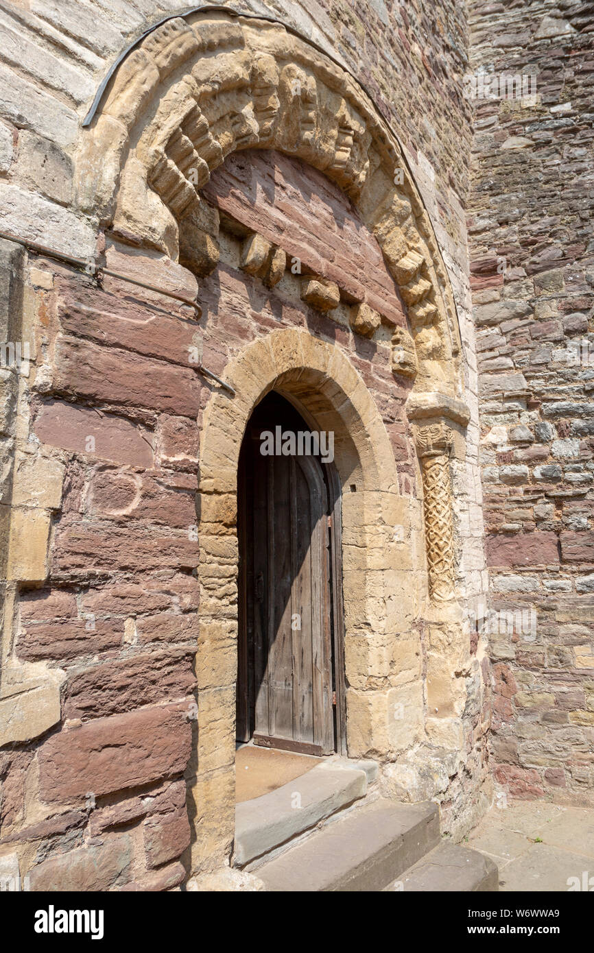 Historic carved stone doorway inside Berkeley castle, Gloucestershire ...