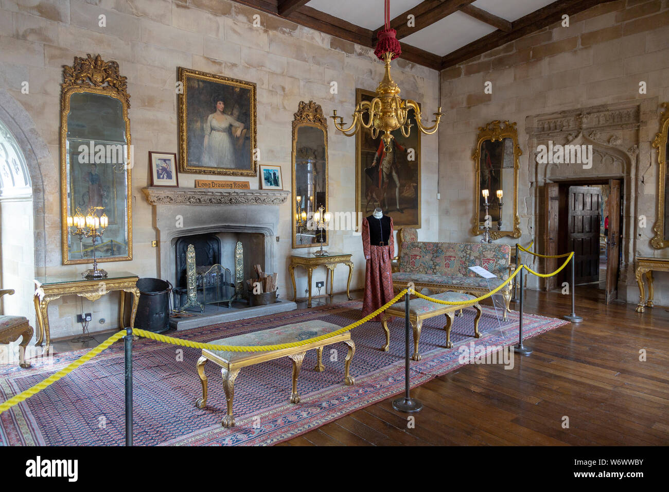 Furniture and paintings inside the Long Drawing Room, Berkeley castle ...