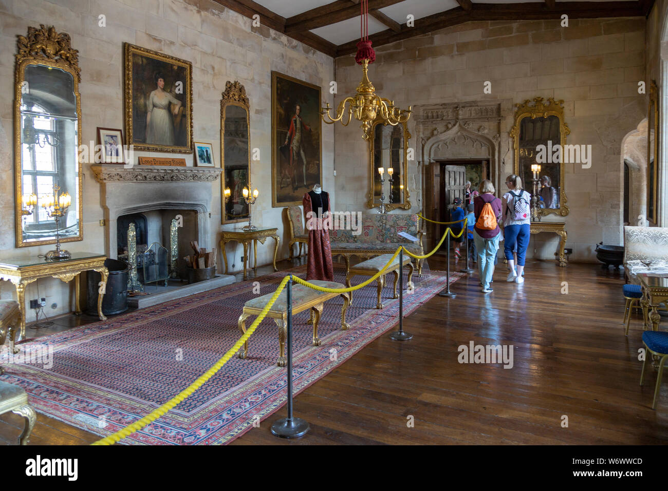 Furniture and paintings inside the Long Drawing Room, Berkeley castle ...