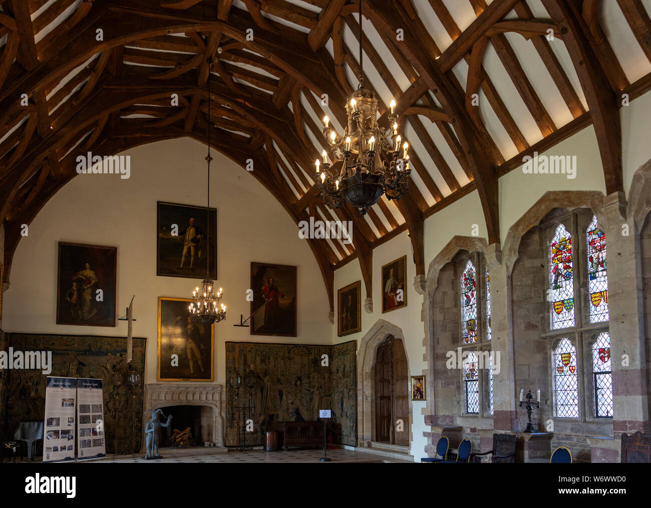 Great hall inside Berkeley castle, Gloucestershire, England, UK Stock ...