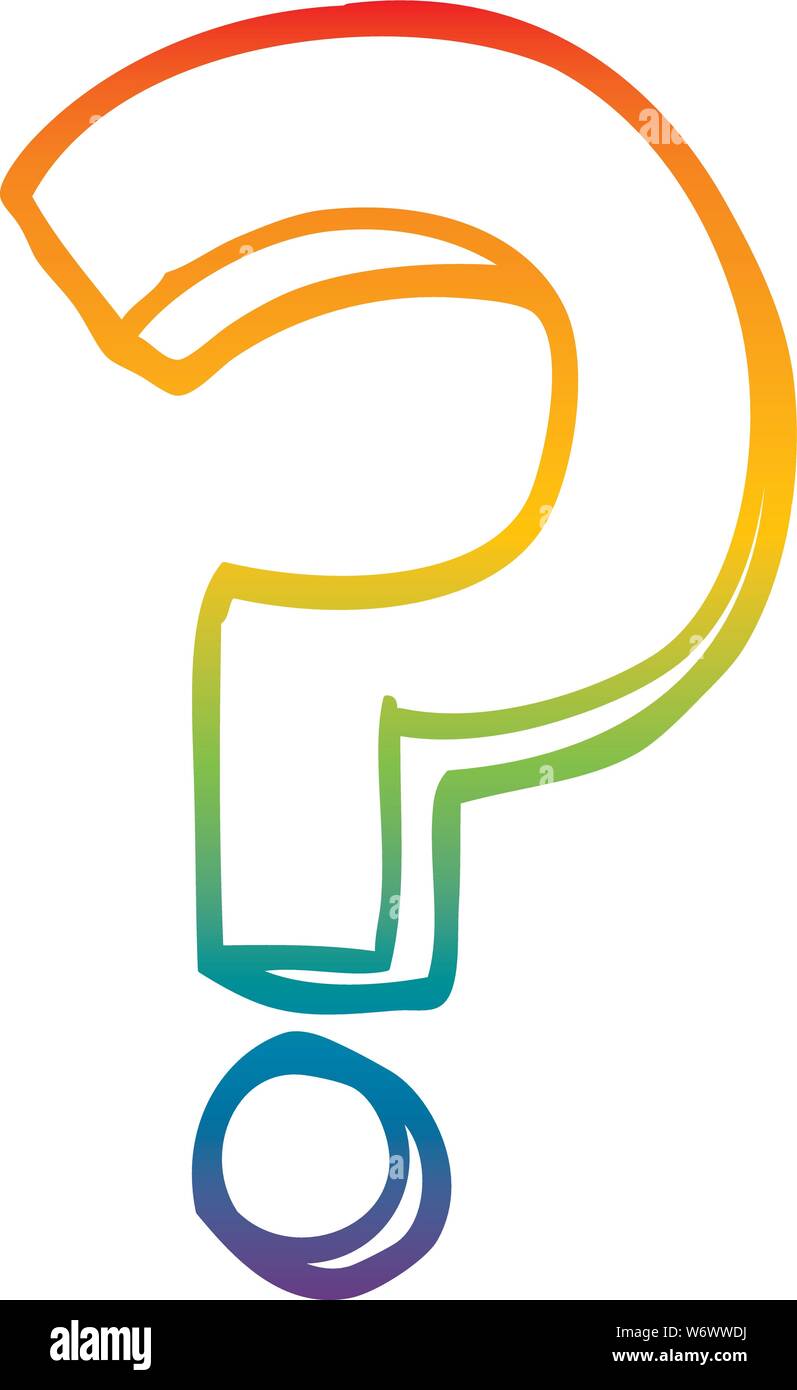 rainbow gradient line drawing of a cartoon question mark Stock Vector ...