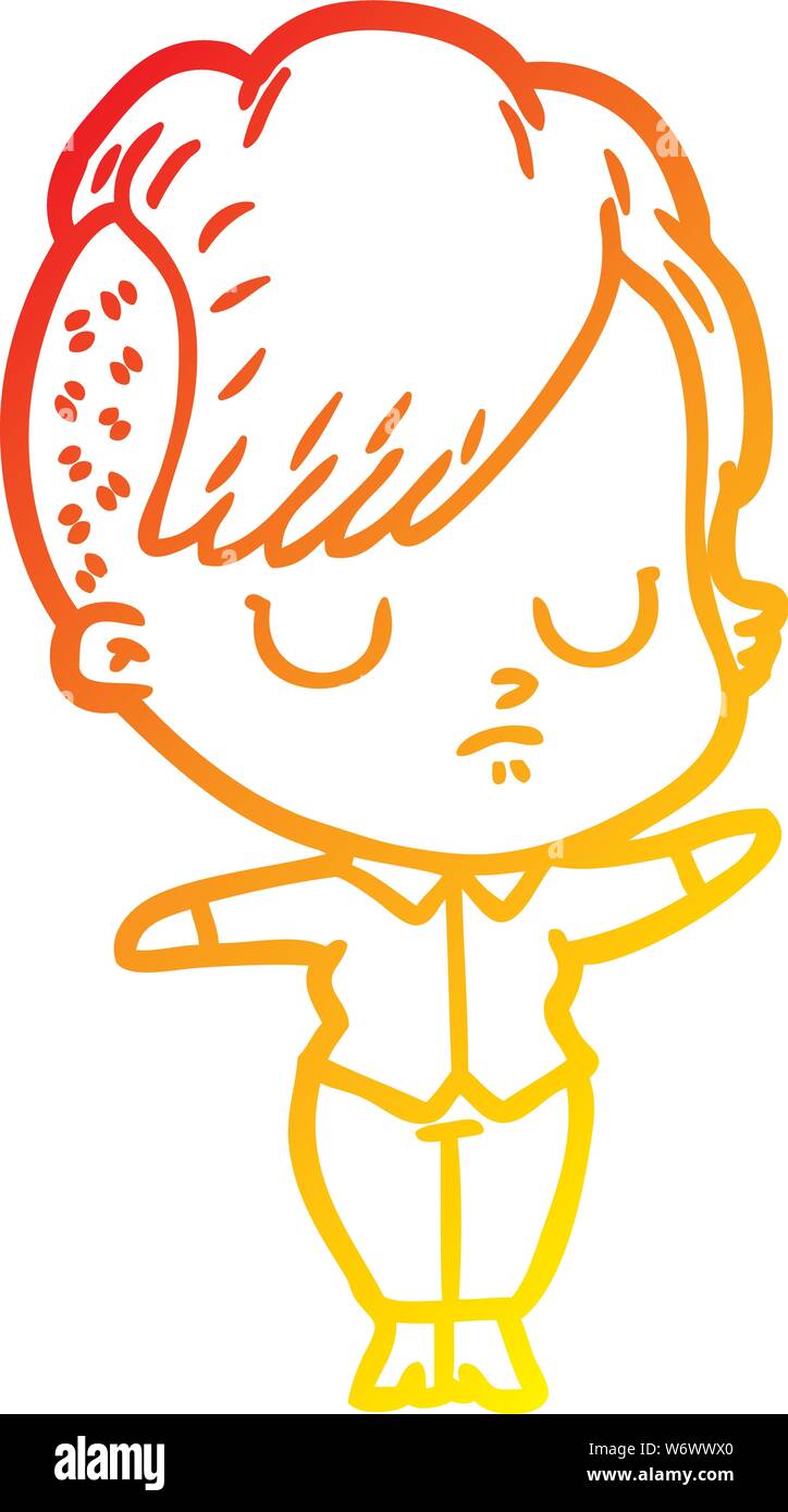 warm gradient line drawing of a cartoon woman Stock Vector Image & Art ...